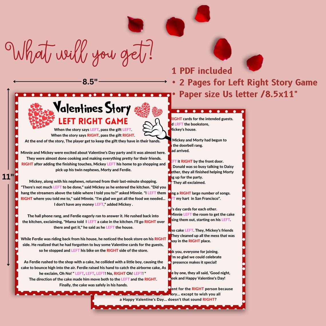 Valentines Pass the Gift Game, Valentines Day Games, Left Right Game ...