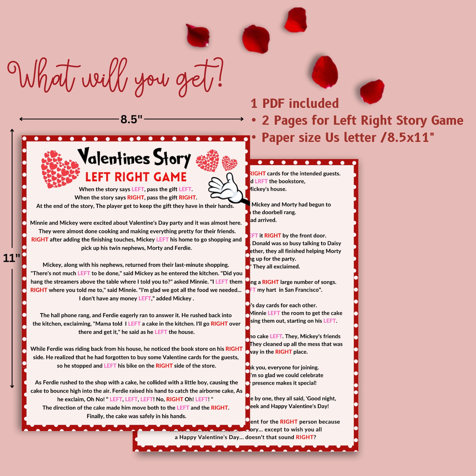 Valentines Pass the Gift Game, Valentines Day Games, Left Right Game ...