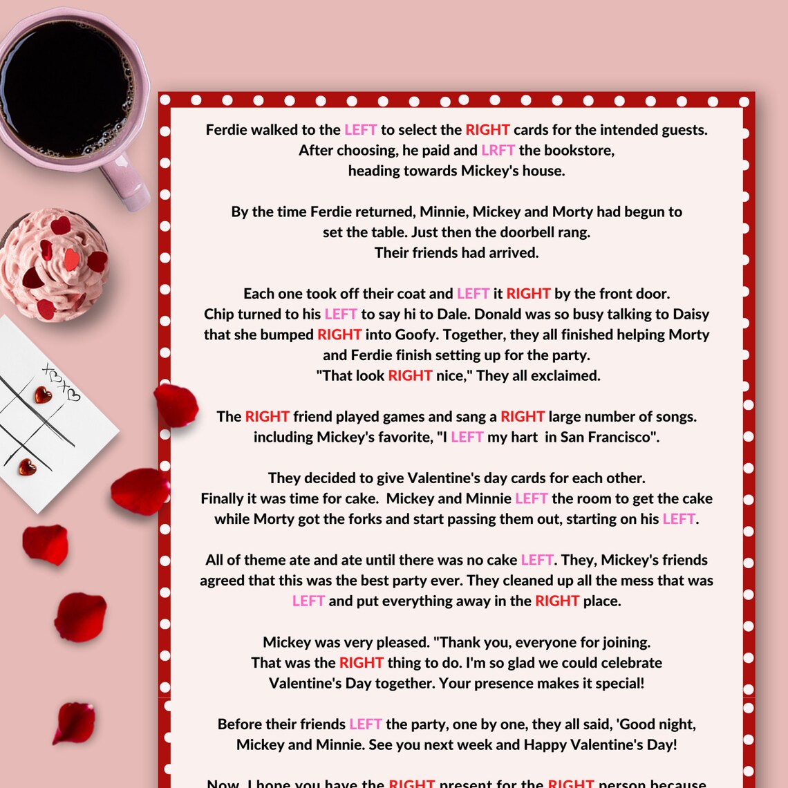 Valentines Pass the Gift Game, Valentines Day Games, Left Right Game ...