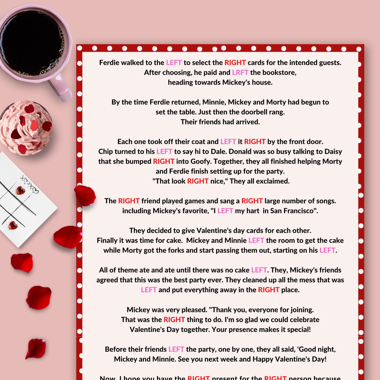 Valentines Pass the Gift Game, Valentines Day Games, Left Right Game ...