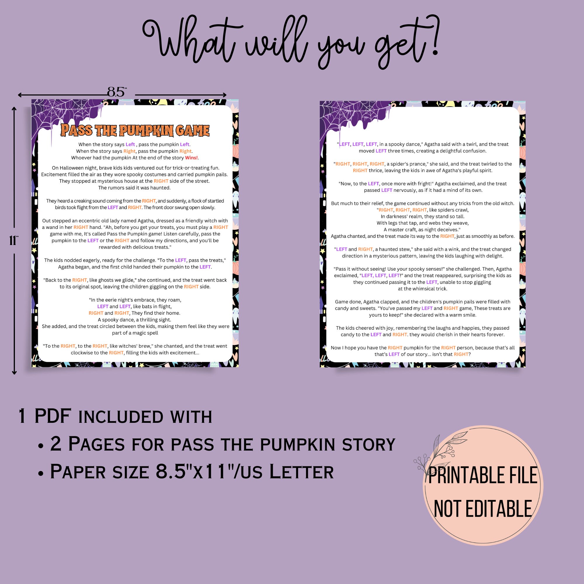 Pass the Pumpkin Game, Printable Halloween Game, Halloween Left Right ...