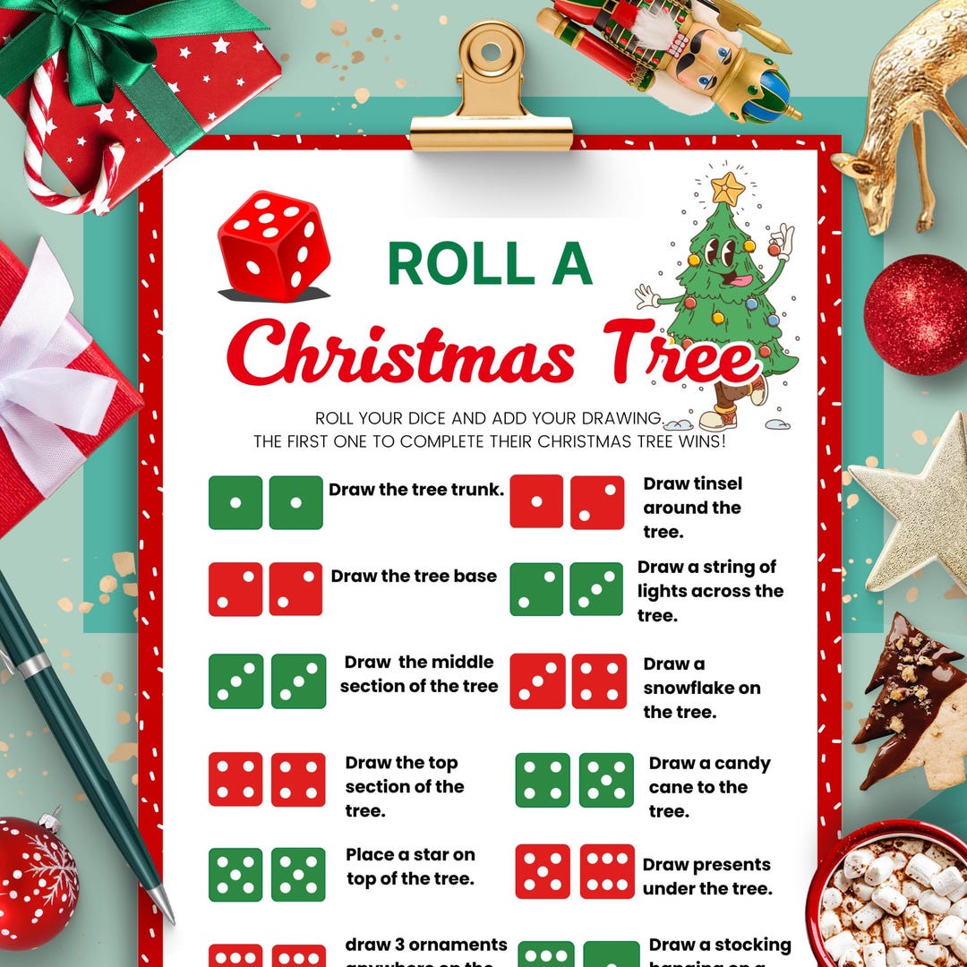 Roll a Christmas Tree Game, Christmas Dice Games, Kids Holiday ...