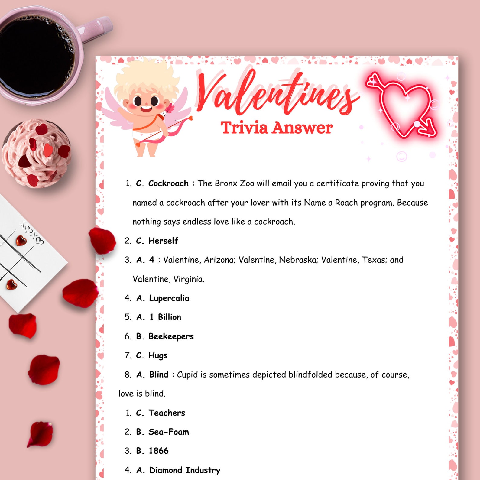 Valentines Trivia Game Valentine Trivia Multiple Choice Valentines