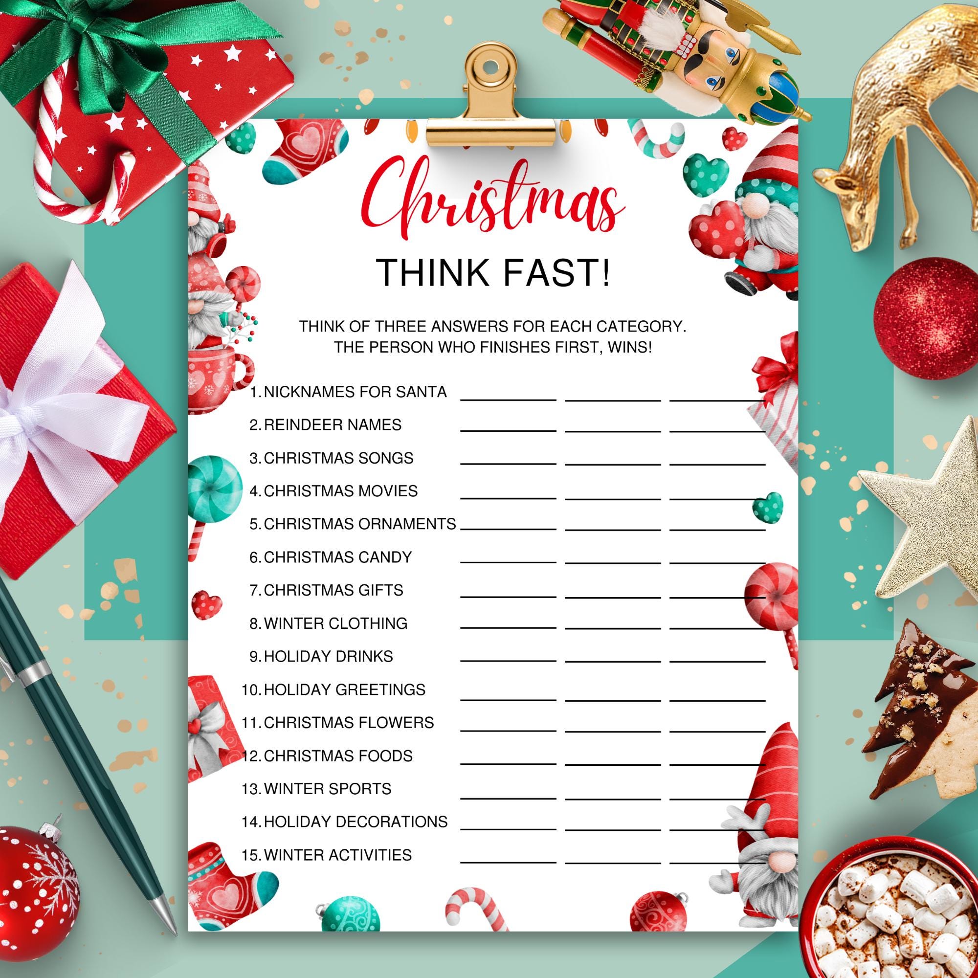Think Fast Christmas Game, Christmas Trivia, Christmas Games Groups ...
