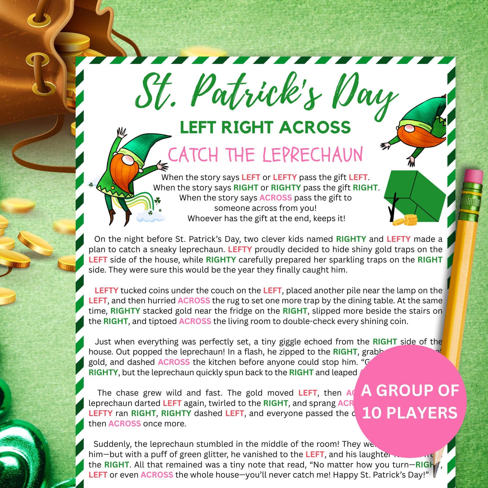 St Patrick's Day Left Right Across, Funny Leprechaun Story, St Patty's ...