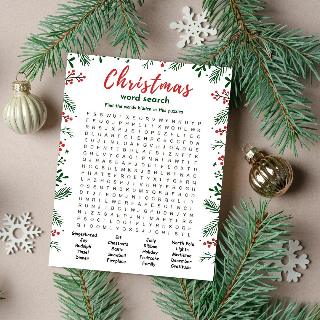 Christmas Word Search Game, Printable Christmas Day Games, Christmas ...