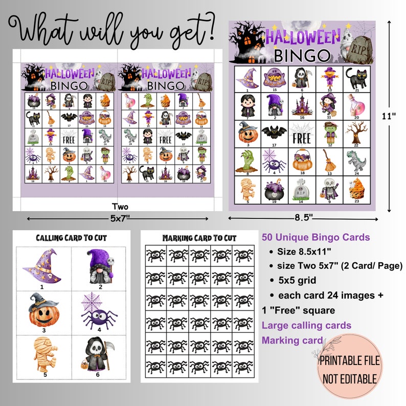 Halloween Bingo Game, Halloween Printable Bingo Cards, Halloween Games ...