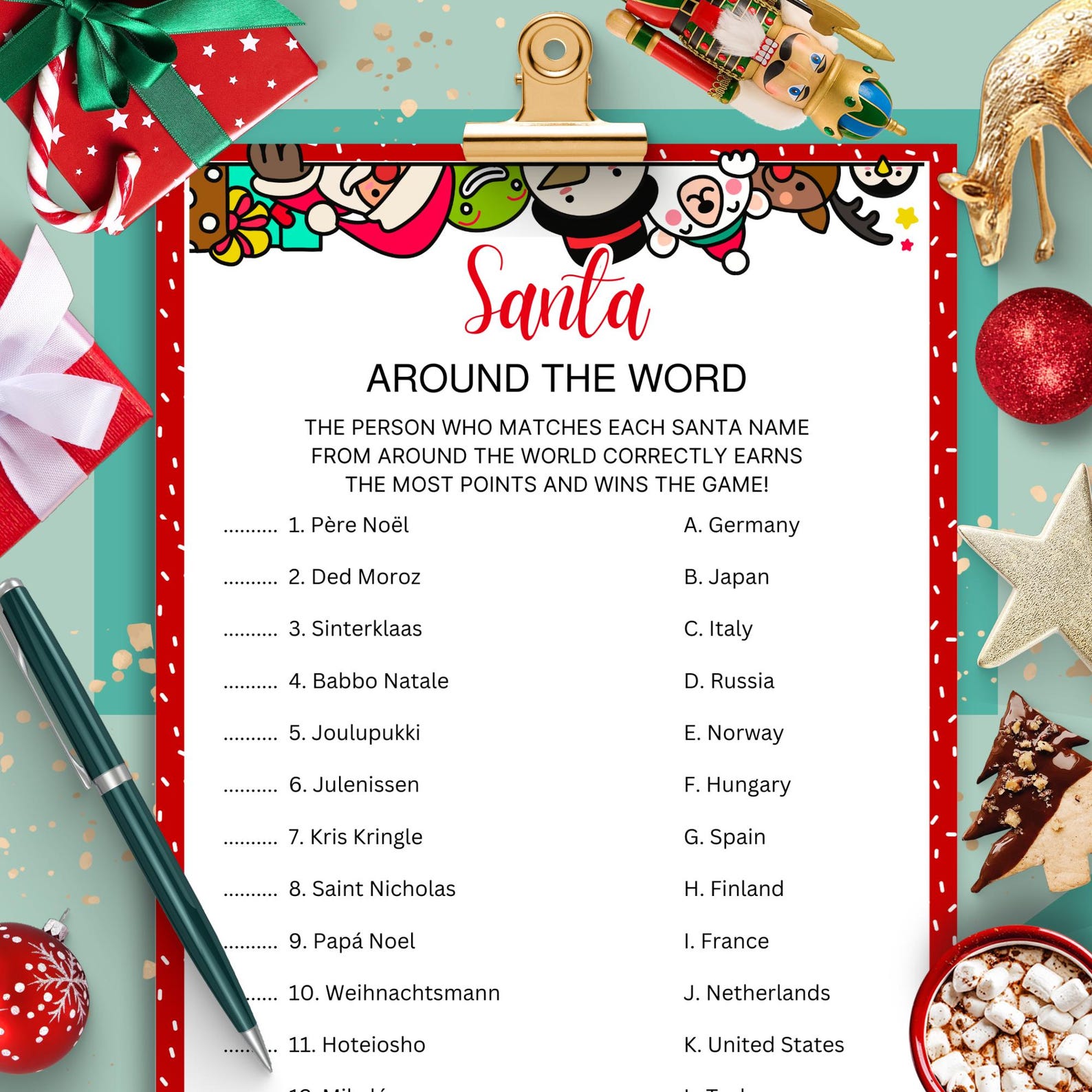 Santa Around the World Game, Christmas Games Groups Adults, Christmas ...