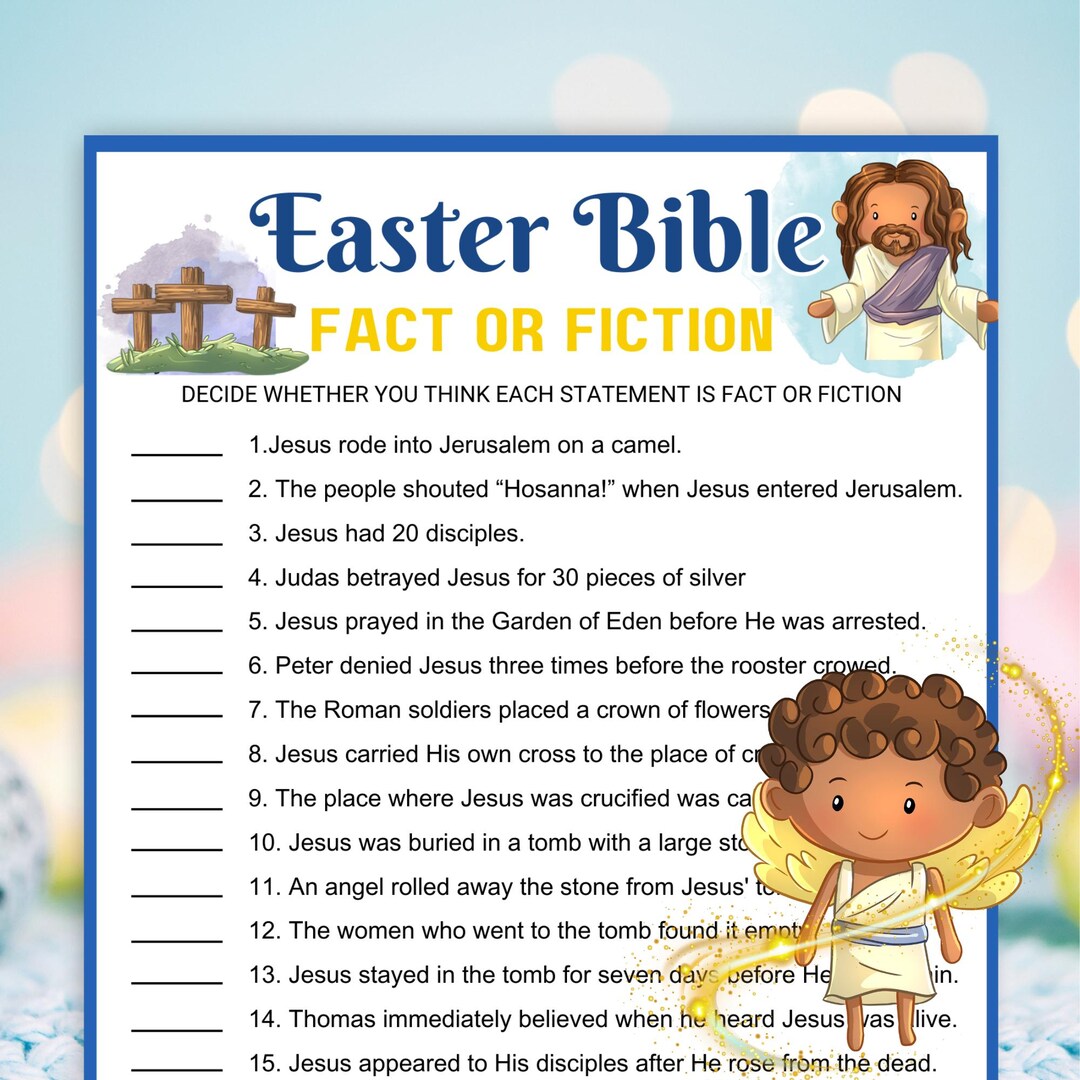 Easter Bible Fact or Fiction Game, Printable Easter Games Church ...