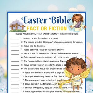 Easter Bible Fact or Fiction Game, Printable Easter Games Church ...