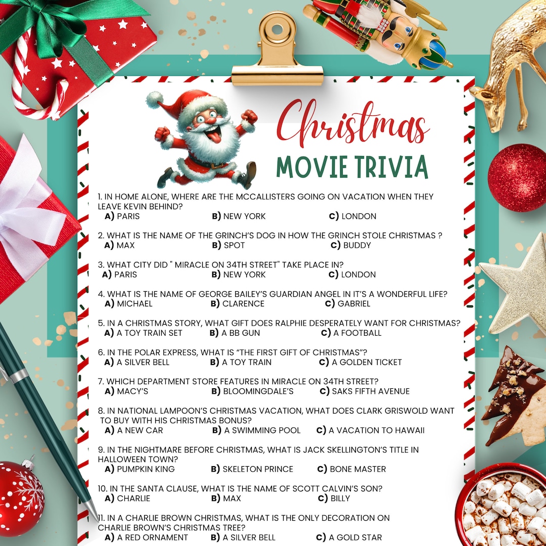Christmas Movie Trivia Game, Christmas Movie Questions With Answers ...