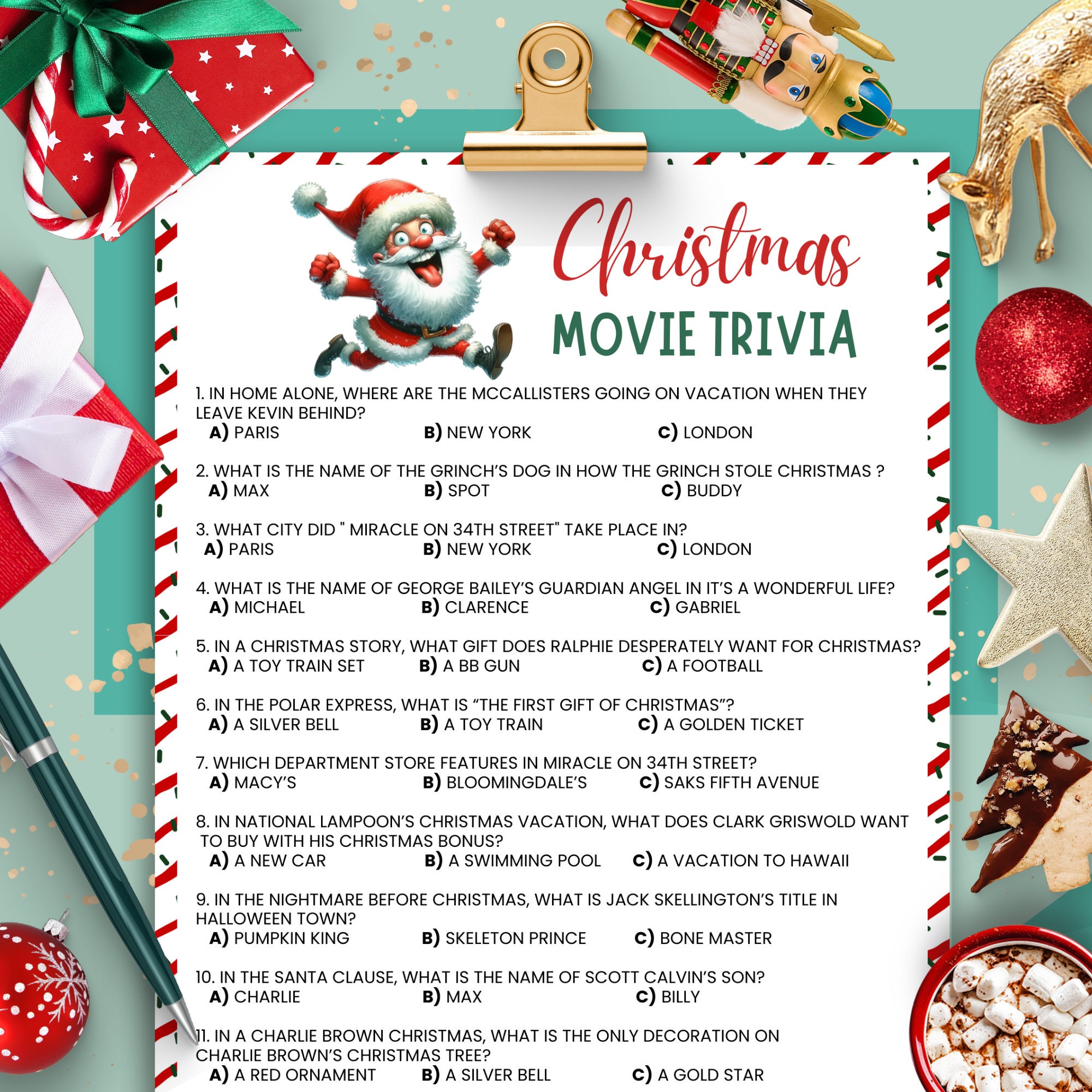 Christmas Movie Trivia Game, Christmas Movie Questions With Answers ...