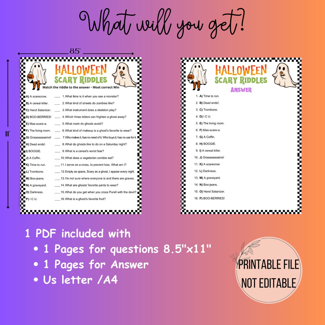 Halloween Riddles Game, Adults Halloween Games Printable, Halloween ...