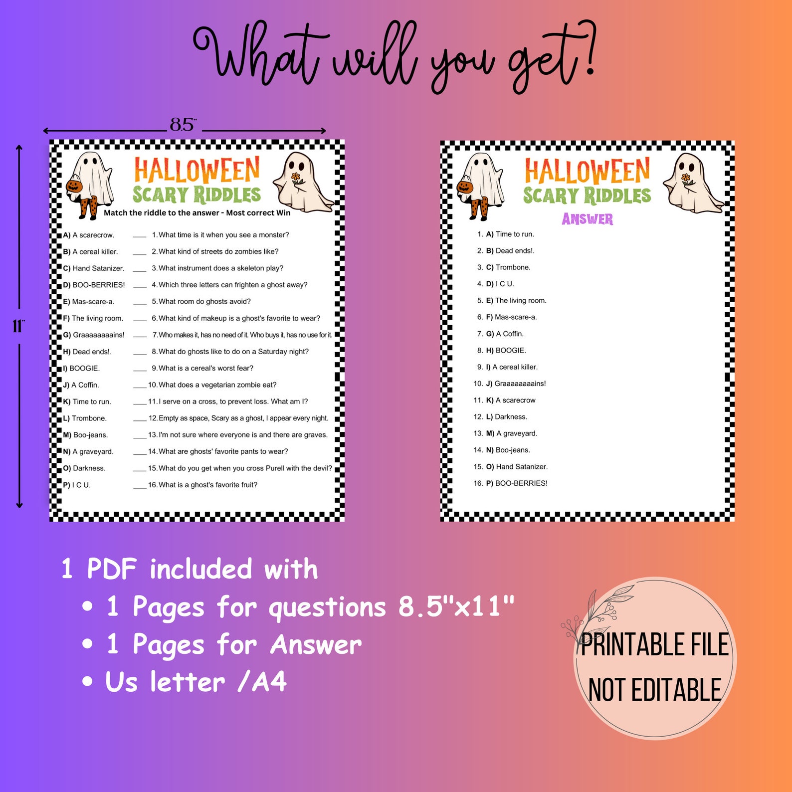 Halloween Riddles Game, Adults Halloween Games Printable, Halloween ...