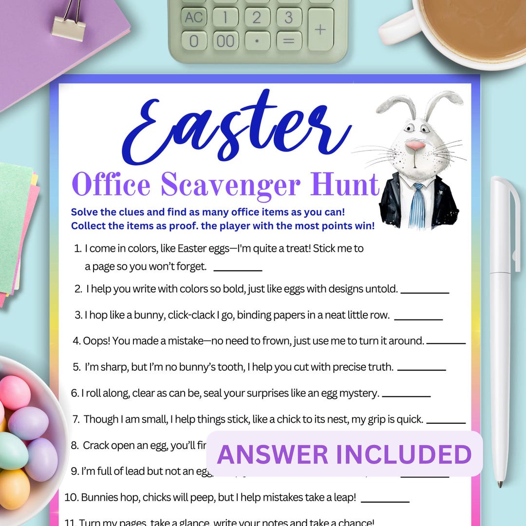 Easter Scavenger Hunt, Adults Easter Games Office, Easter Party Games ...