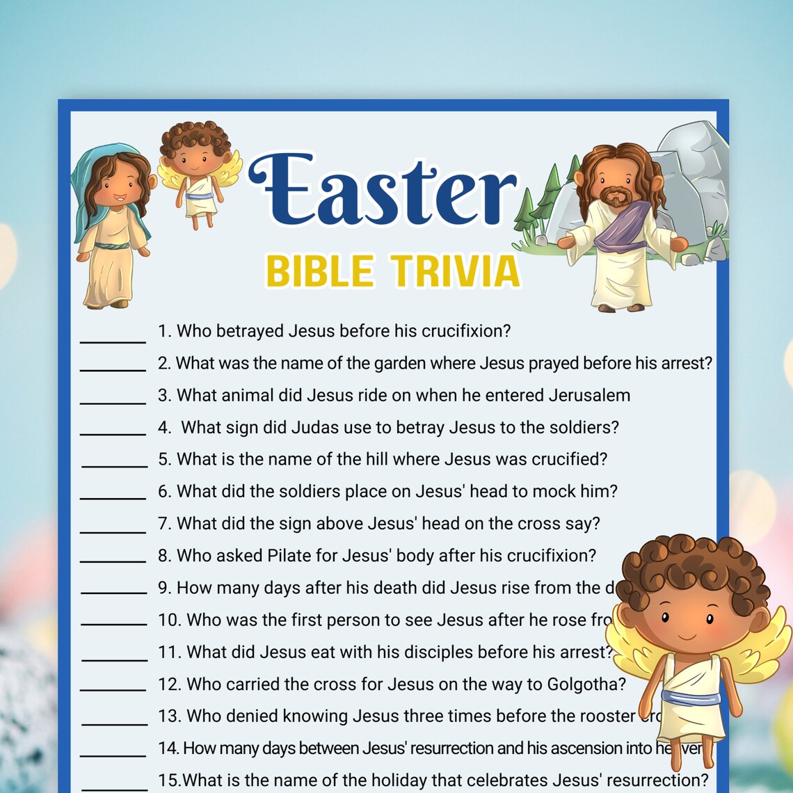 Easter Trivia Game, Bible Easter Games Kids, Easter Trivia Question ...