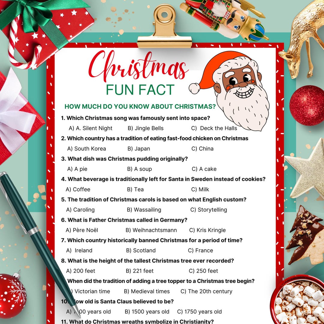 Christmas Fun Fact Game, Christmas Trivia Question, Christmas Games ...