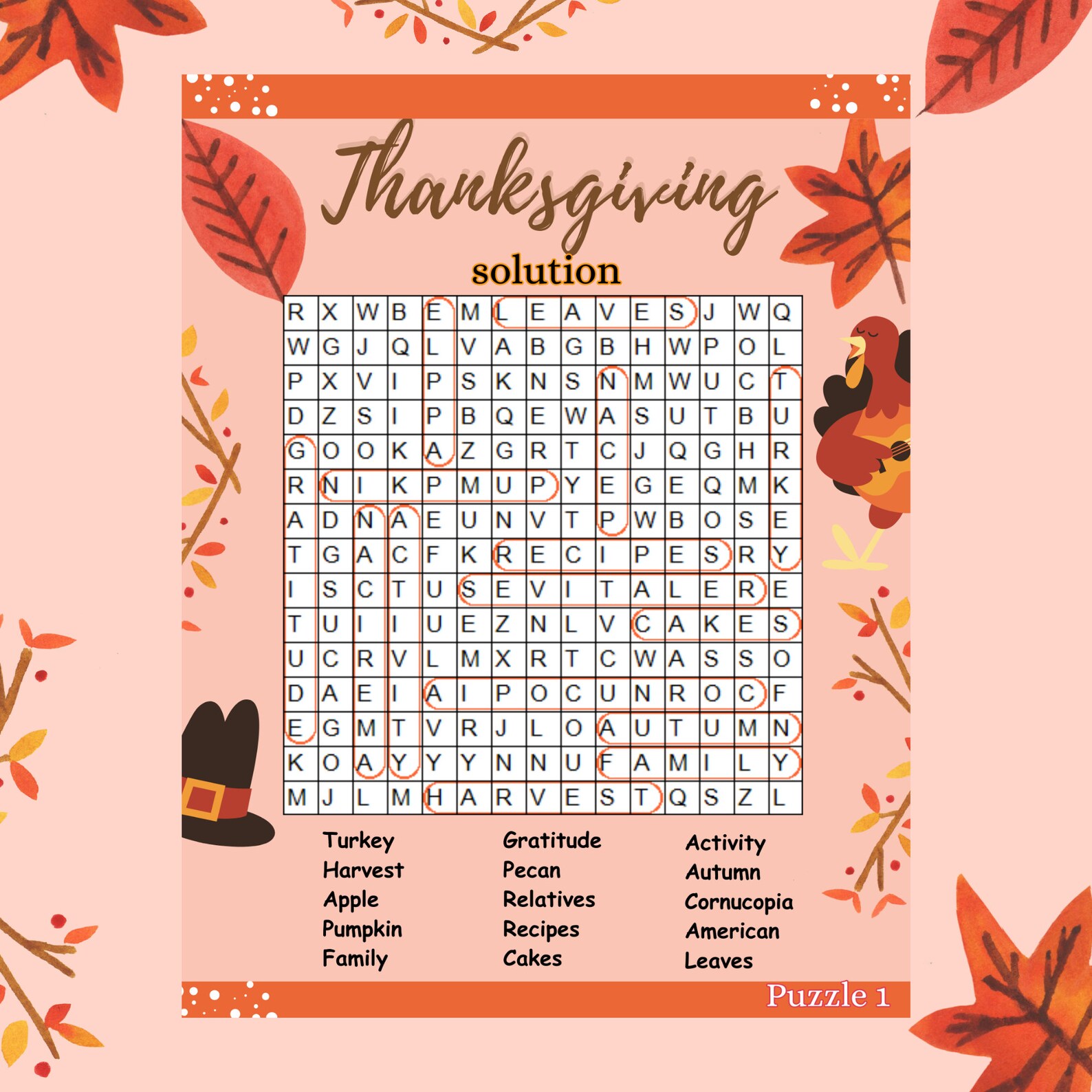 Thanksgiving Word Search Game, Word Find Thanksgiving, Printable Party ...