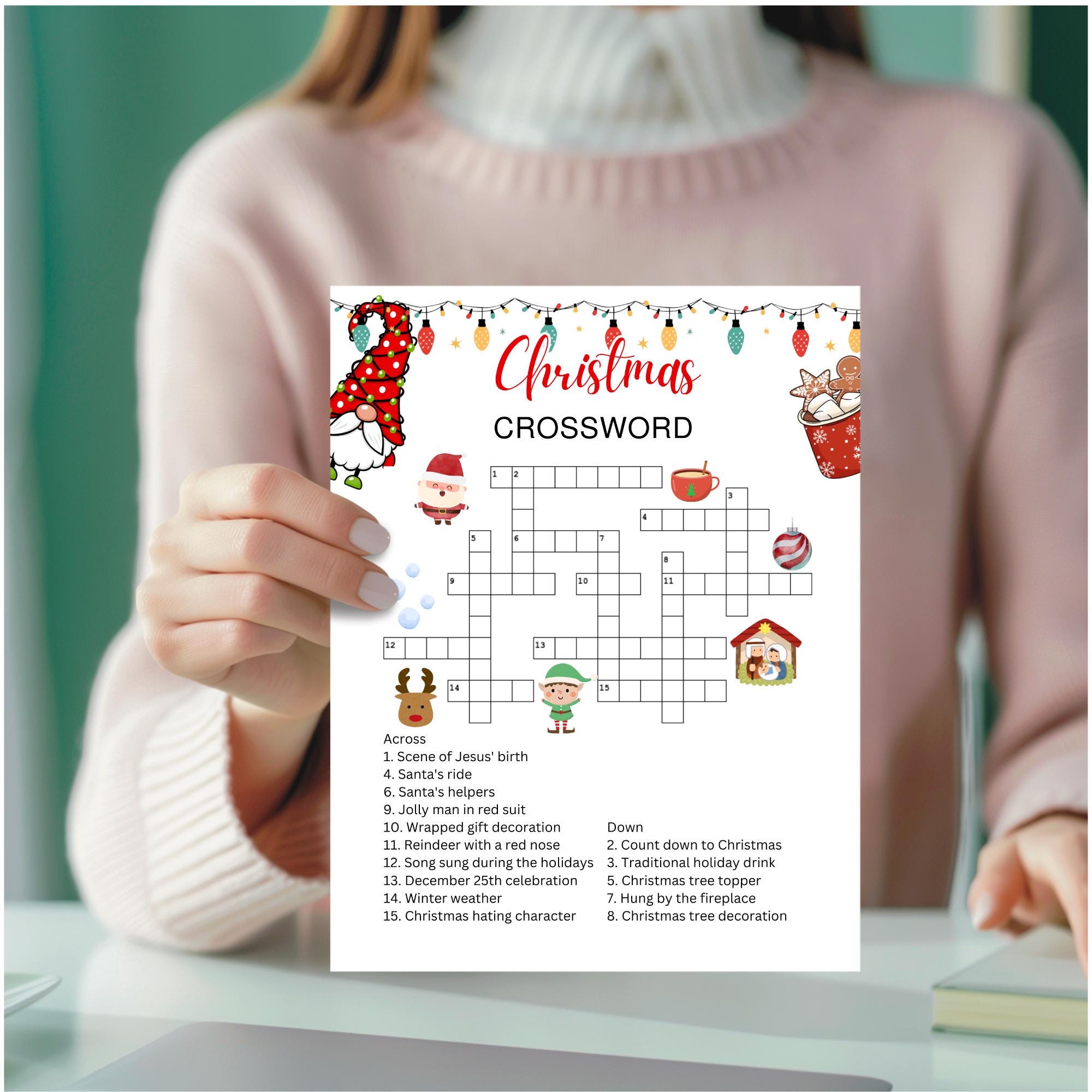 Christmas Crossword Puzzle, Christmas Games Kids, Family Christmas ...