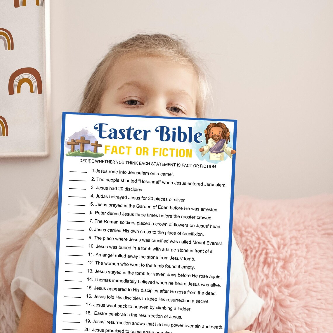 Easter Bible Fact or Fiction Game, Printable Easter Games Church ...