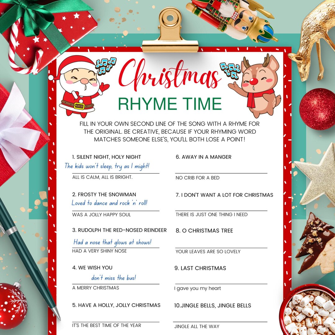 Christmas Song Trivia Game, Fun Christmas Lyrics Game, Christmas Games ...