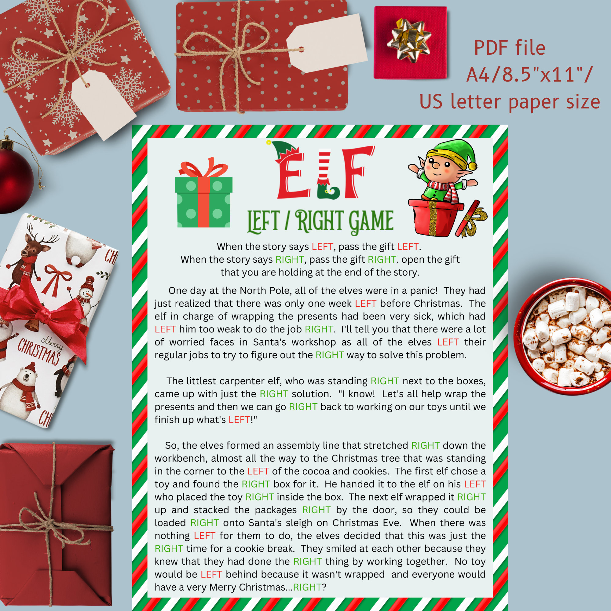 Christmas Left Right Games, Funny Elf Christmas Story, Christmas Games ...