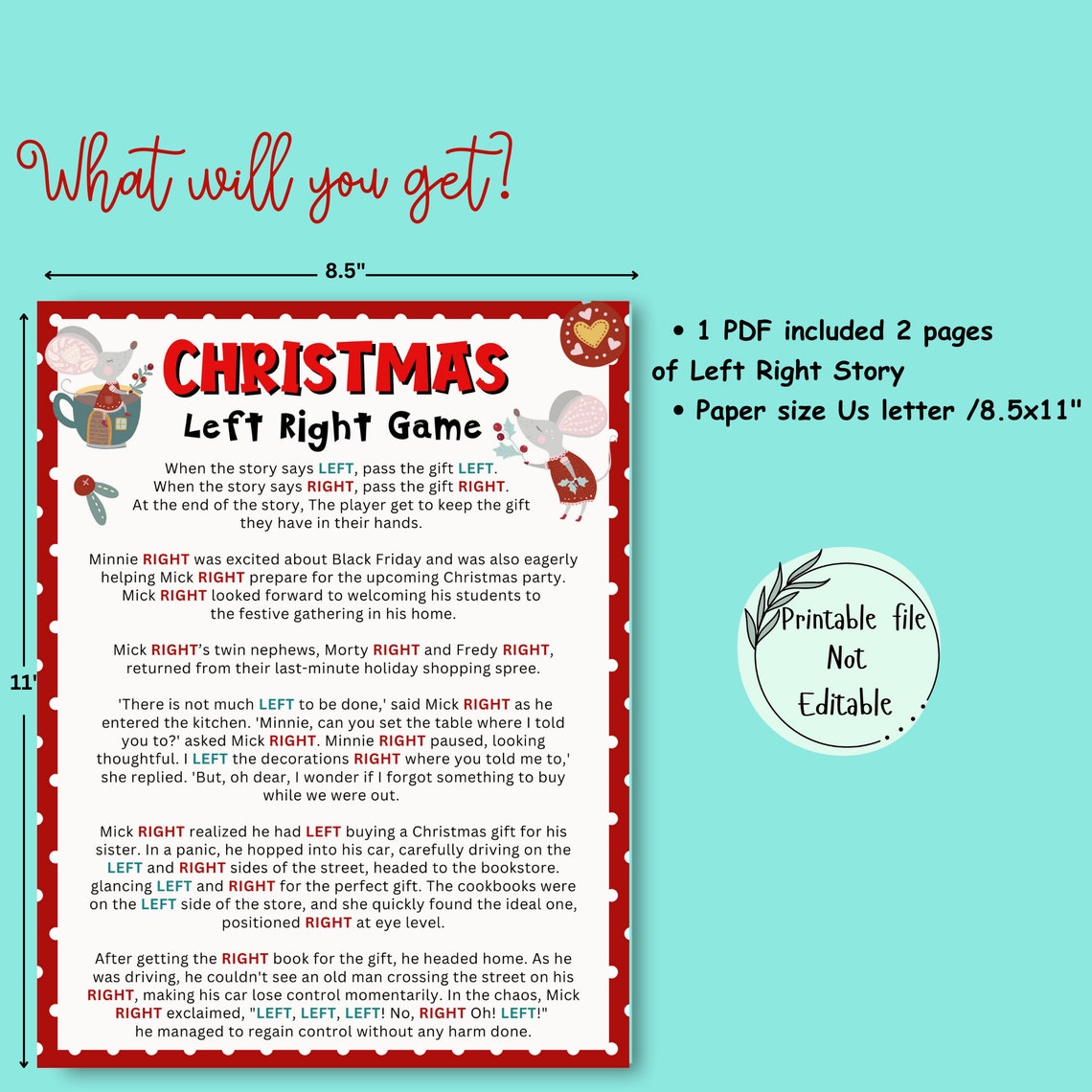 Christmas Left Right Game, Christmas Games Adults and Children, Pass ...