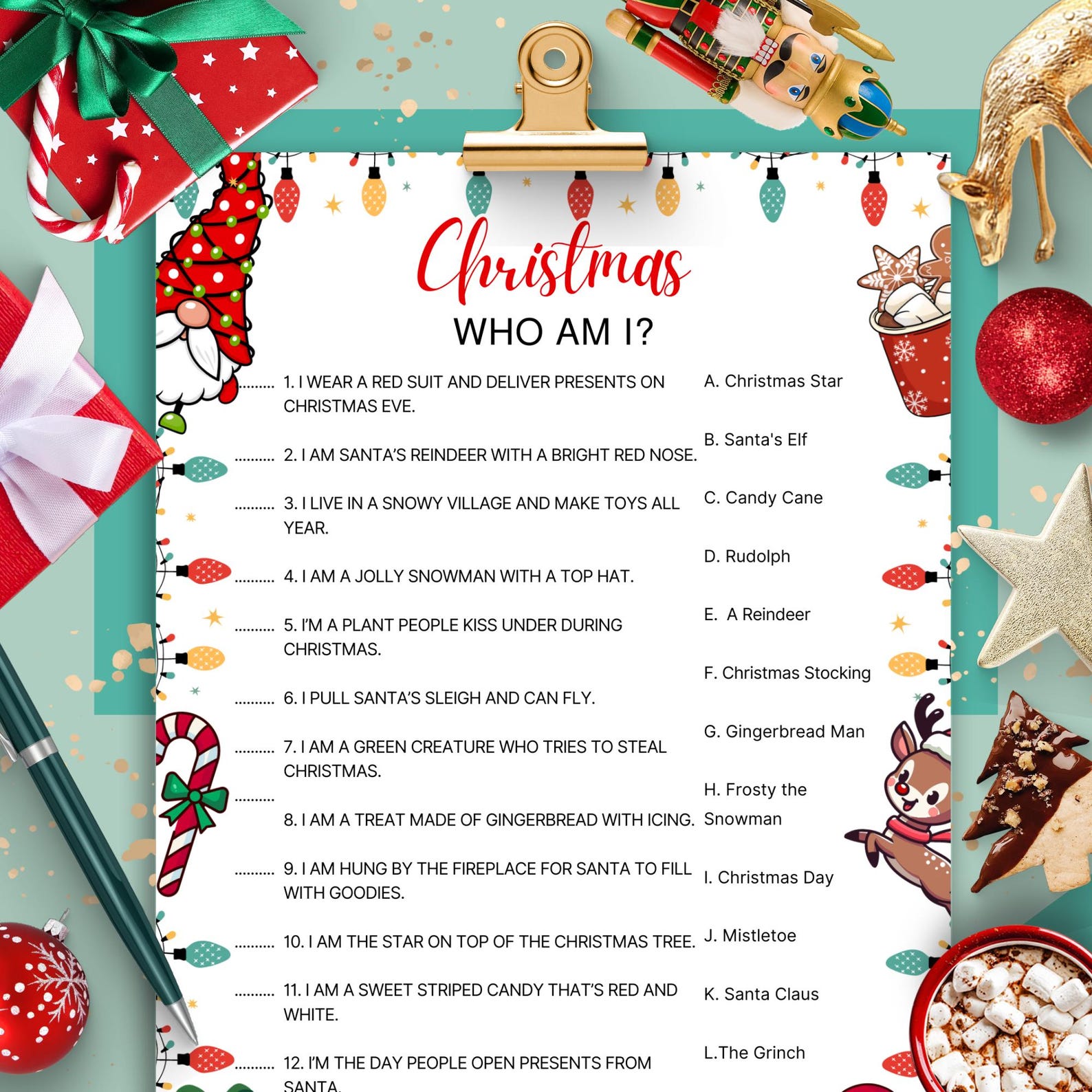 Christmas Trivia Games, Christmas Who Am I Questions With Answers ...