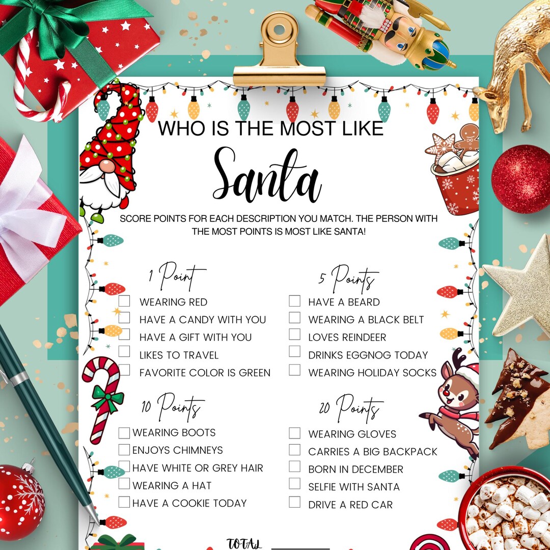 Who's Most Like Santa Game, Fun Christmas Game Groups Adults, Christmas ...