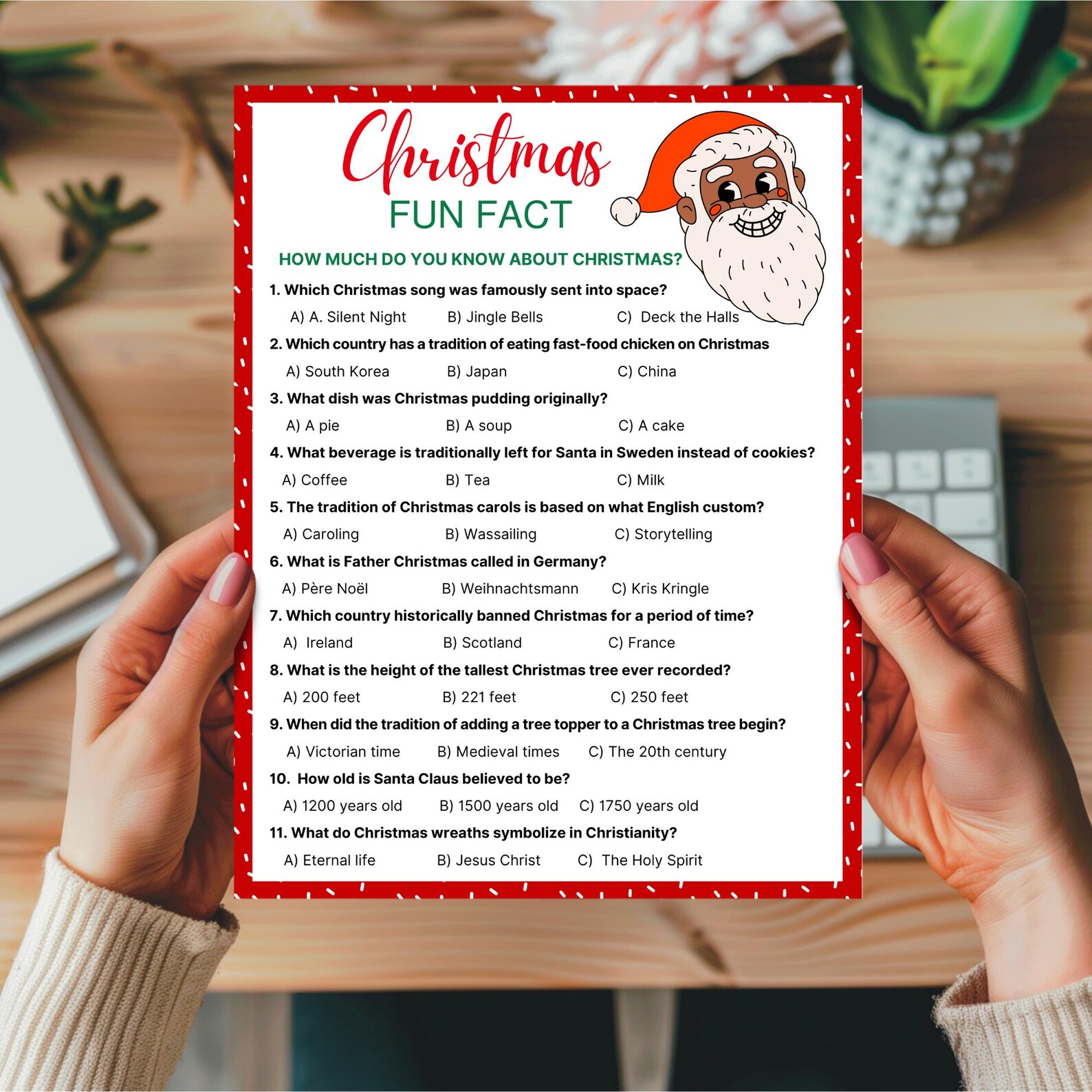 Christmas Fun Fact Game, Christmas Trivia Question, Christmas Games ...