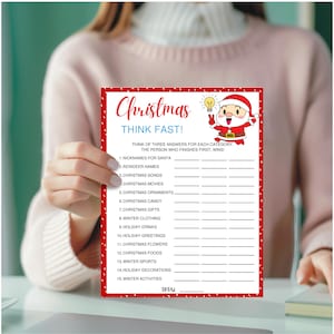 Christmas Trivia Games, Think Fast Game, Holiday Trivia Quiz, Printable ...