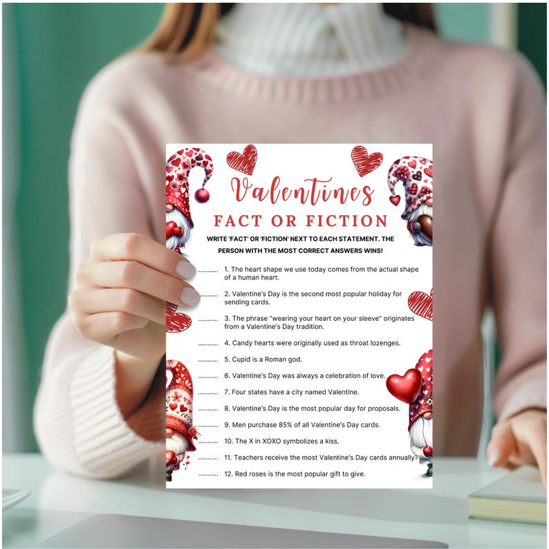 Valentines Fact or Fiction Game, Valentines Day Games Adults, Kids ...