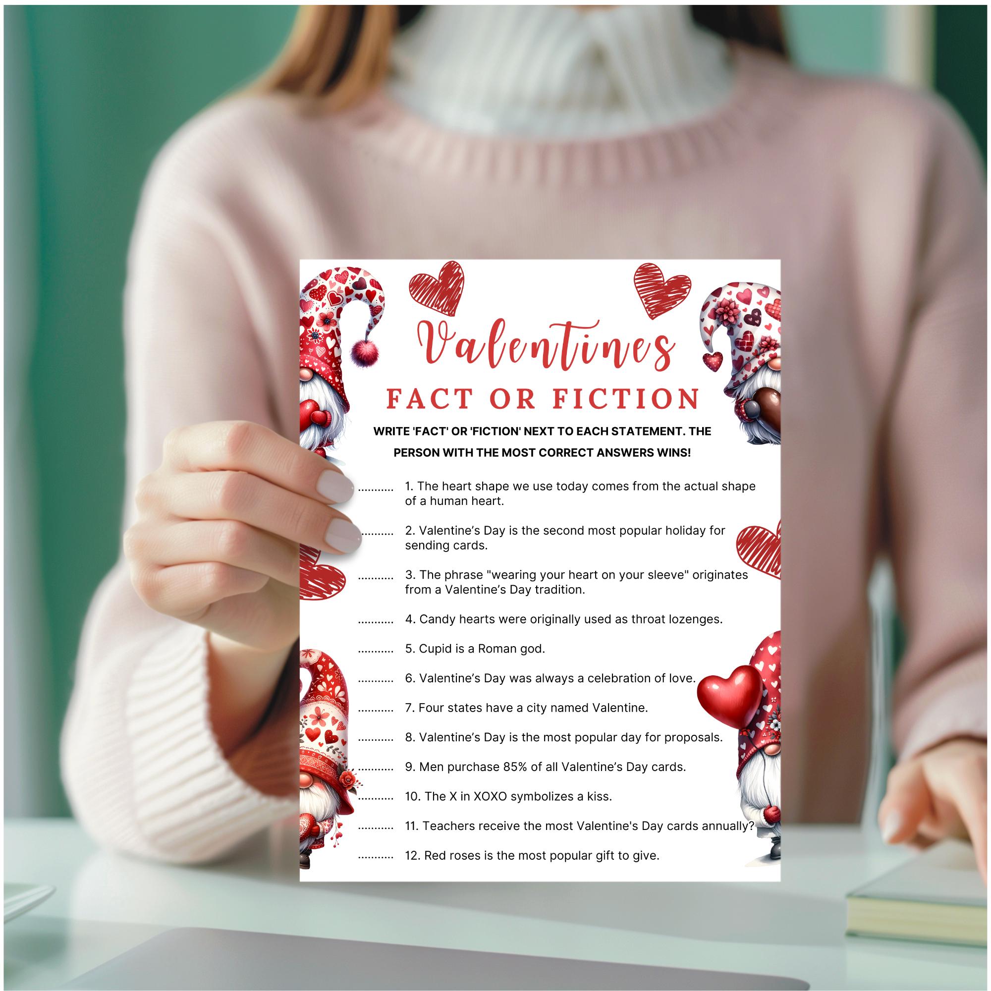 Valentines Fact or Fiction Game, Valentines Day Games Adults, Kids ...