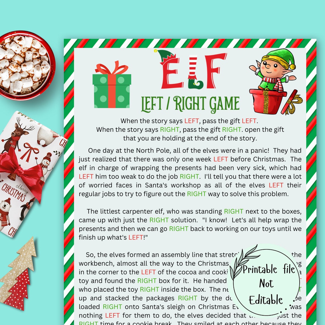 Christmas Left Right Games, Funny Elf Christmas Story, Christmas Games ...