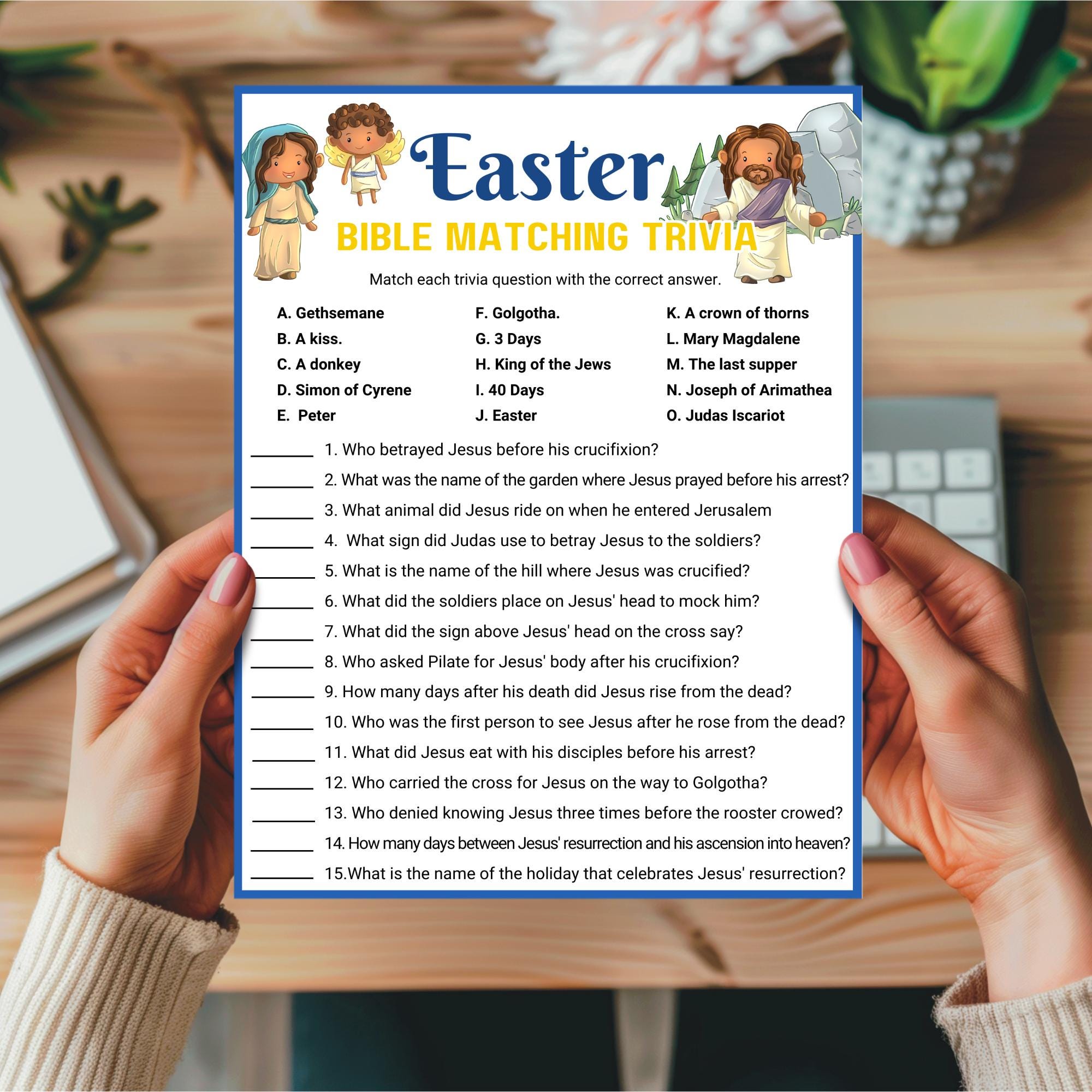 Easter Bible Matching Game, Printable Easter Games Church, Christian ...