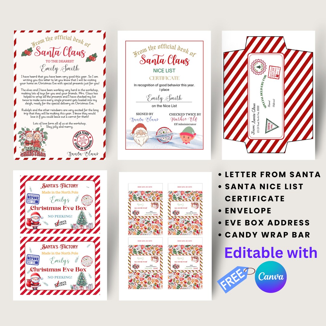 Letter From Santa Template, Printable Santa Letter Kit, Christmas Eve ...
