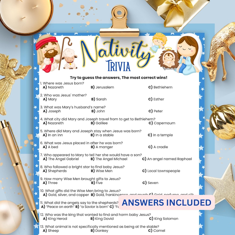 Christmas Bible Trivia Game, Christmas Trivia Question, Christmas Games ...