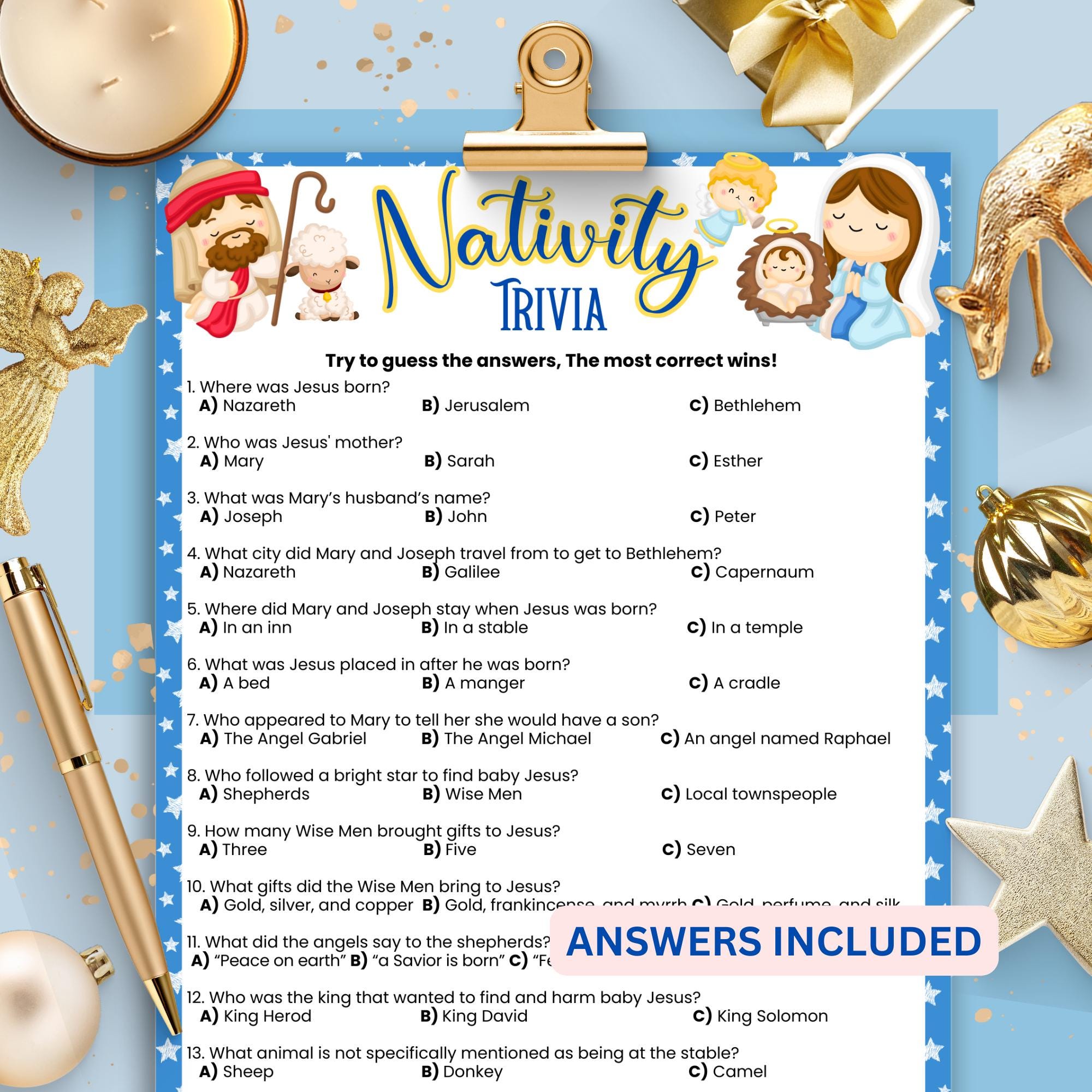 Christmas Bible Trivia Game, Christmas Trivia Question, Christmas Games ...