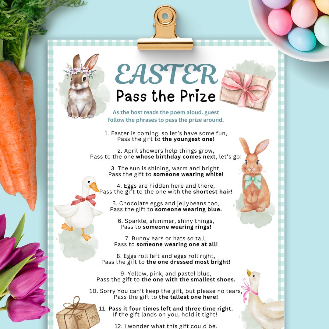 Easter Pass the Gift Game, Easter Games Group Kids & Adults, Pass the ...