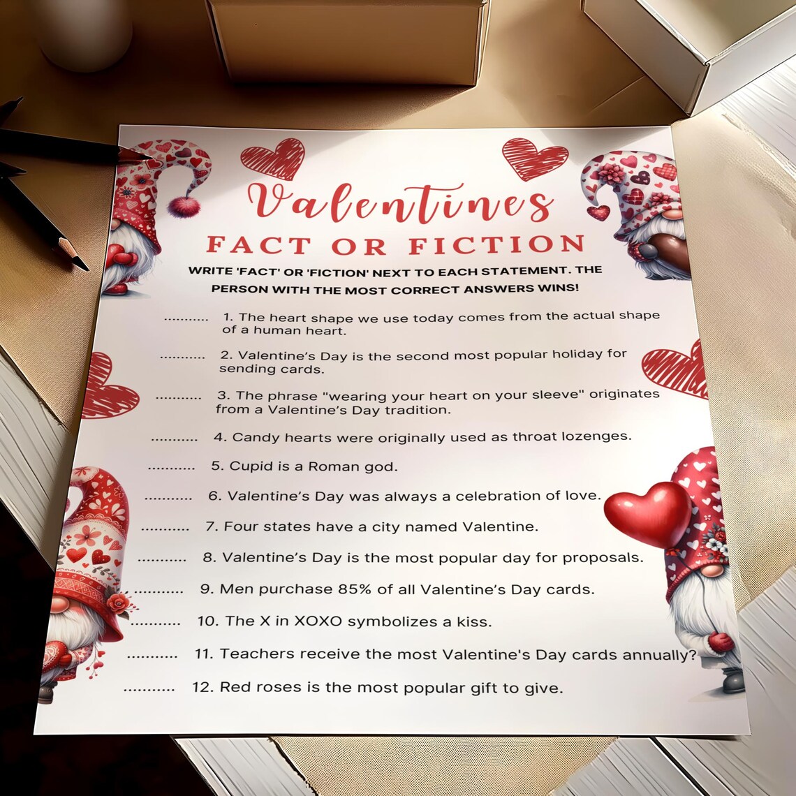 Valentines Fact or Fiction Game, Valentines Day Games Adults, Kids ...