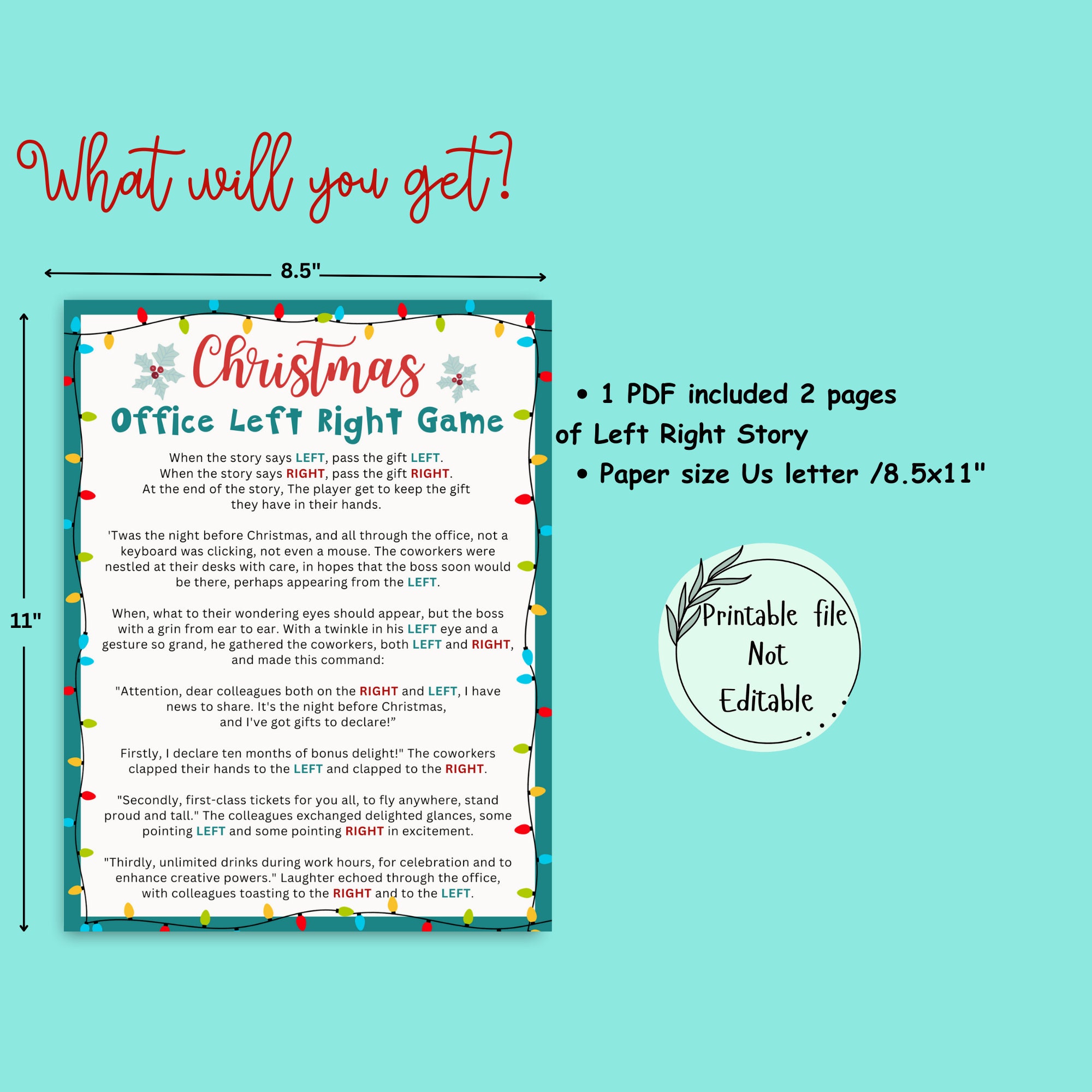 Left Right Christmas Game, Funny Office Christmas Stories, Right Left ...