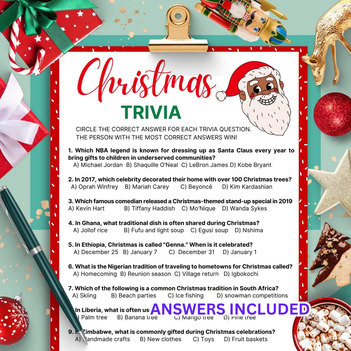 Christmas Trivia Games, Christmas Trivia Questions, Holiday Trivia Game ...