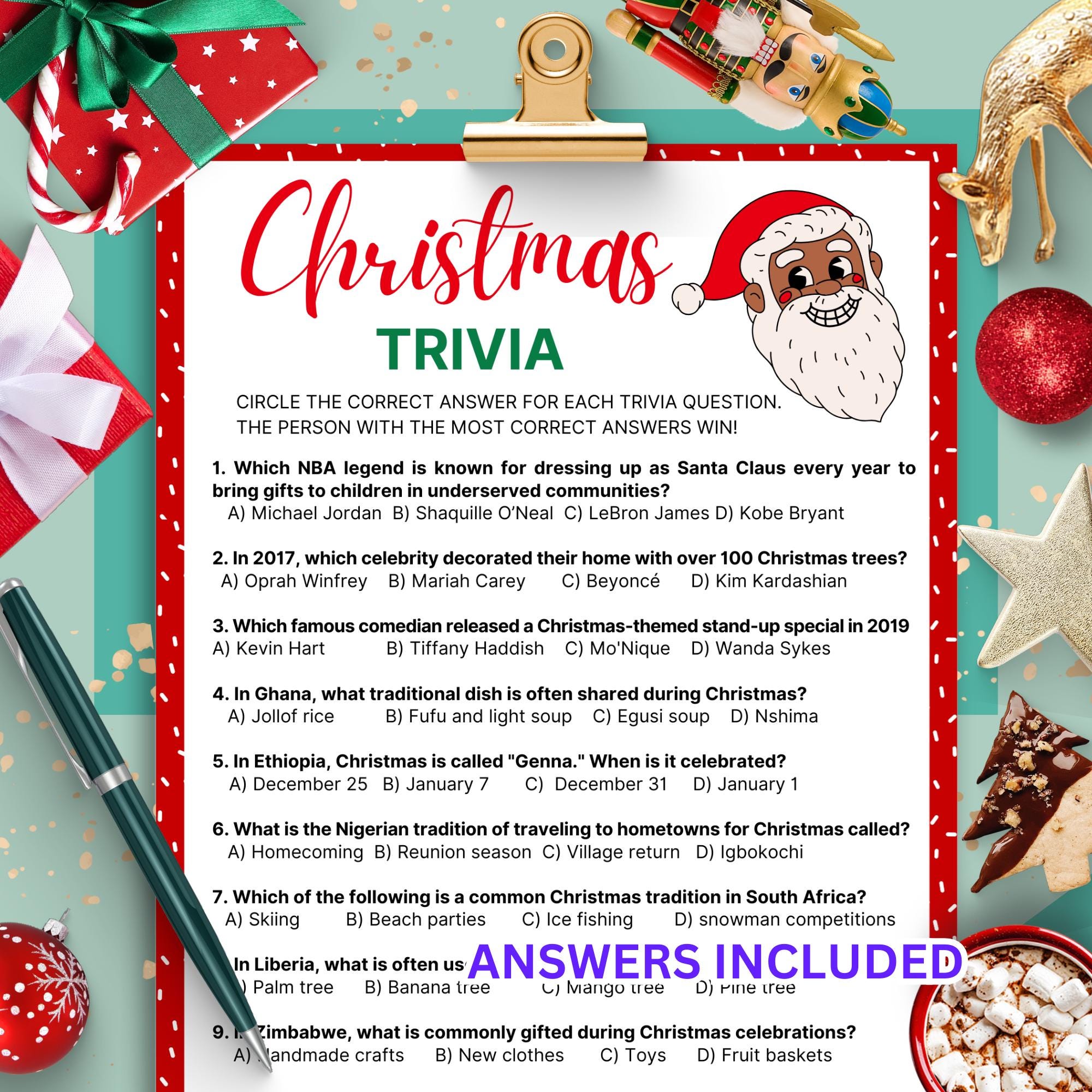 Christmas Trivia Games, Christmas Trivia Questions, Holiday Trivia Game ...