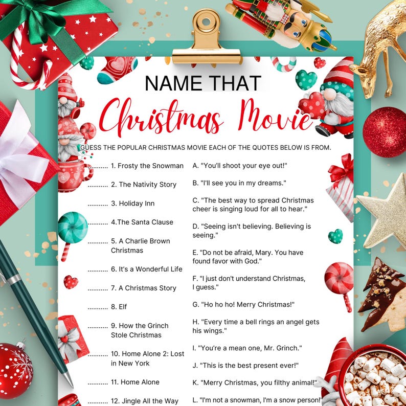 Christmas Movie Trivia Game, Christmas Trivia Questions With Answer ...