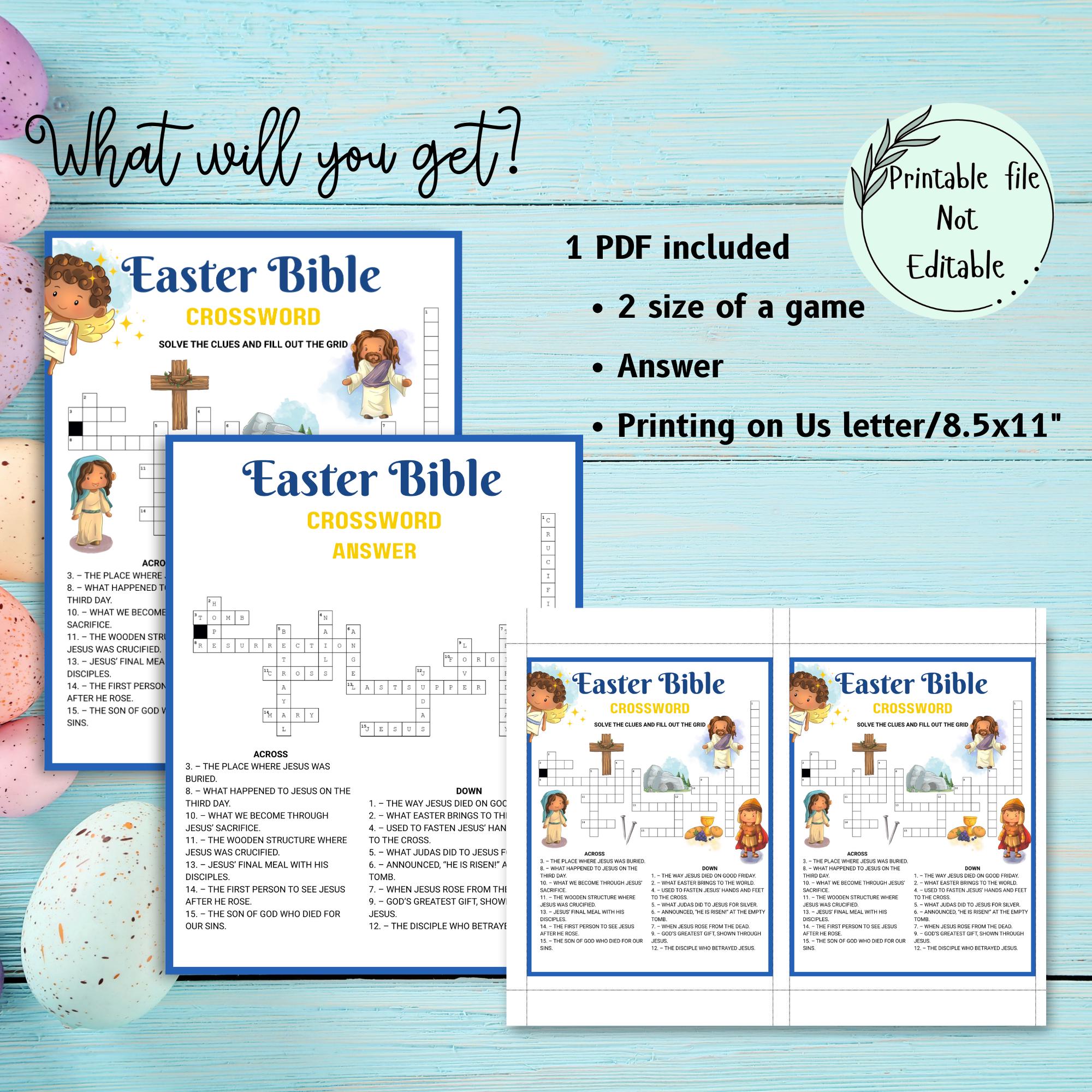 Easter Crossword Puzzle, Printable Easter Games Church, Kids Easter ...