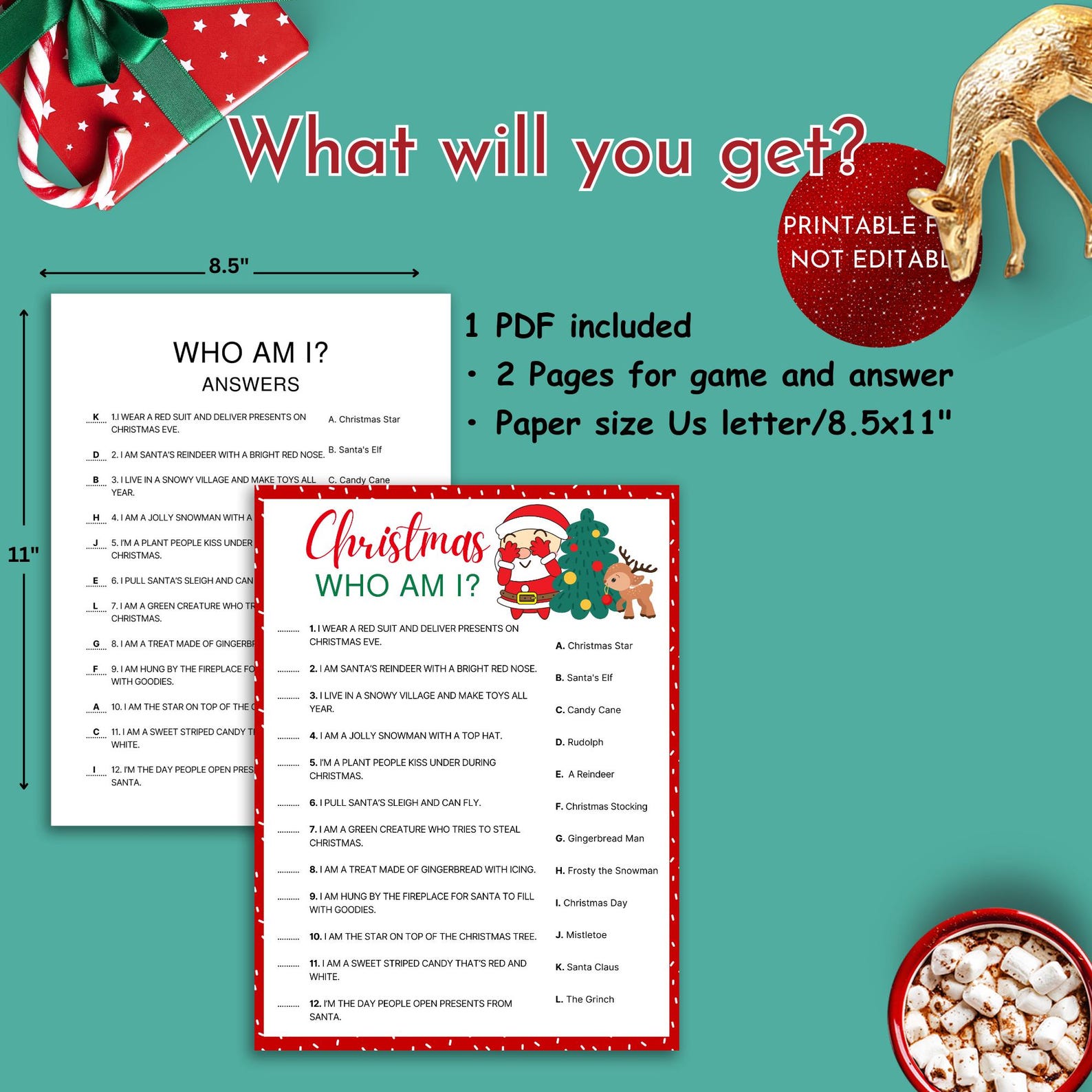 Christmas Who Am I Game, Christmas Trivia Questions, Christmas Games ...
