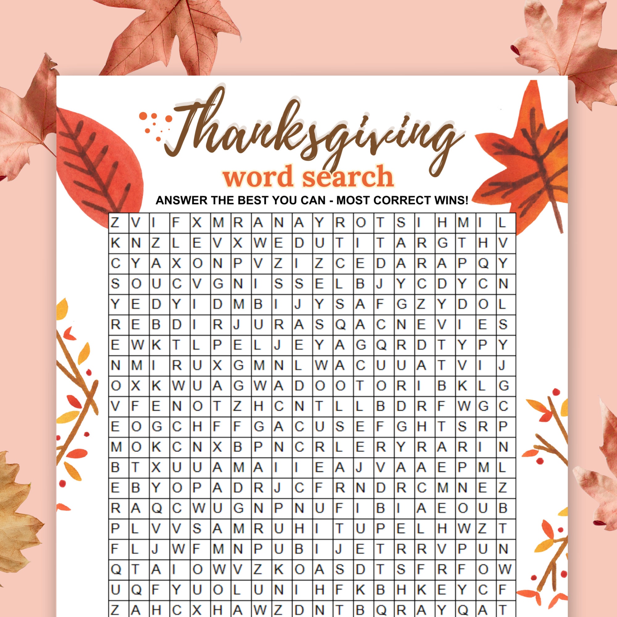 Thanksgiving Word Search Game, Word Find, Thanksgiving Games Printable ...