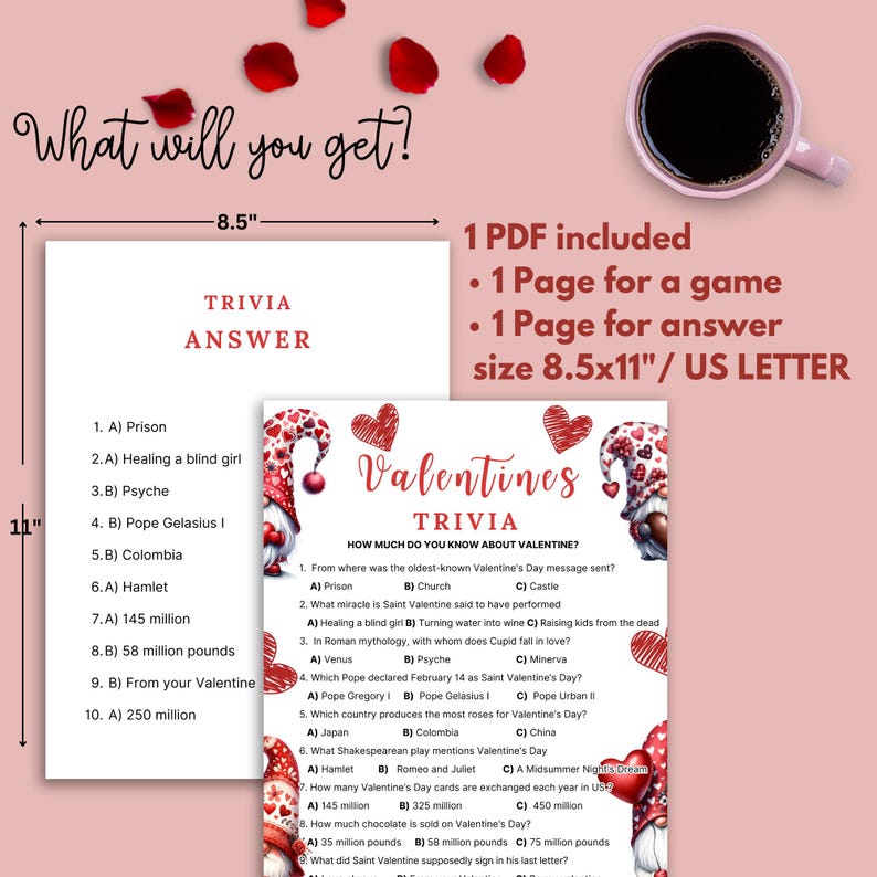 Valentines Trivia Game, Valentines Day Games Adults, Kids Valentines ...