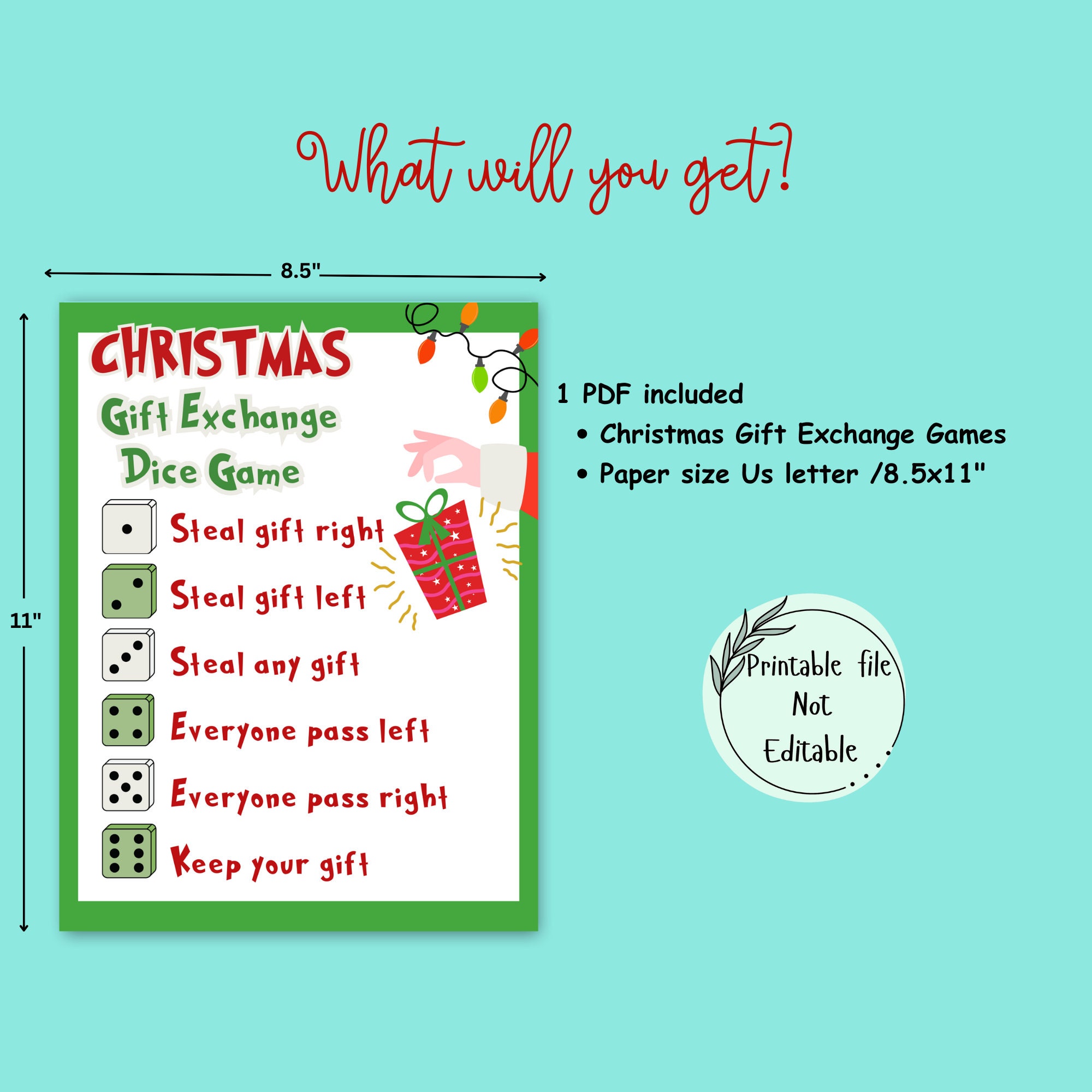 Christmas White Elephant Gift Game, Gift Exchange Dice Game, White ...