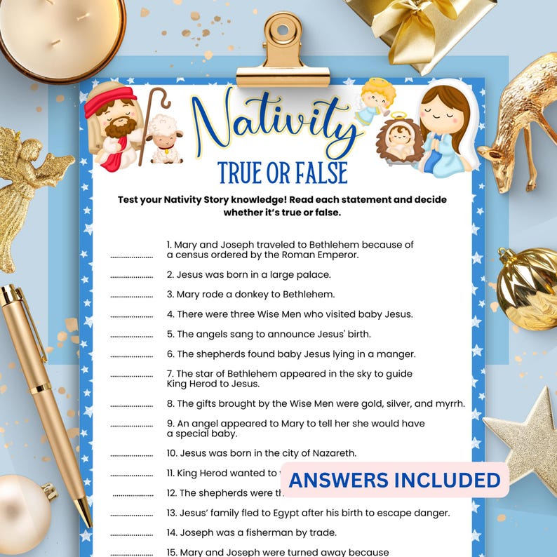 Christmas Trivia Games, Nativity True or False Games, Christmas Games ...